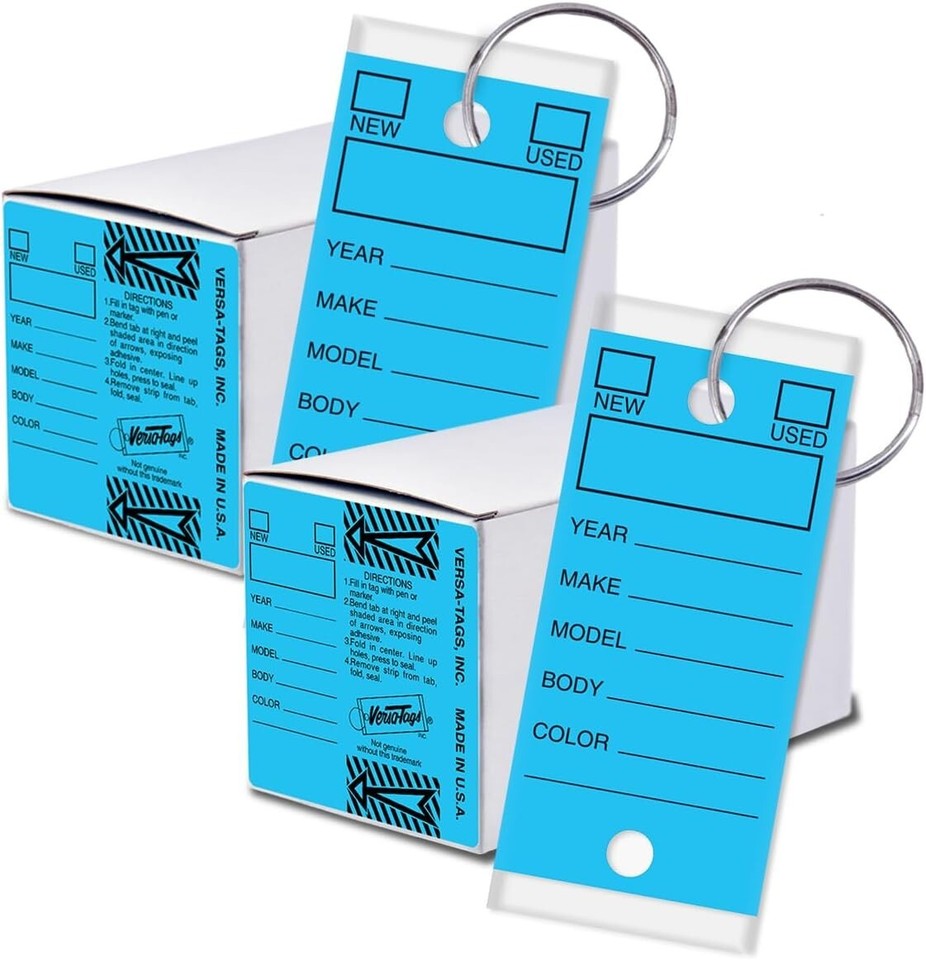 Versa-Tags Car Dealer 500 Key Tags Self Laminating With Metal Rings | eBay