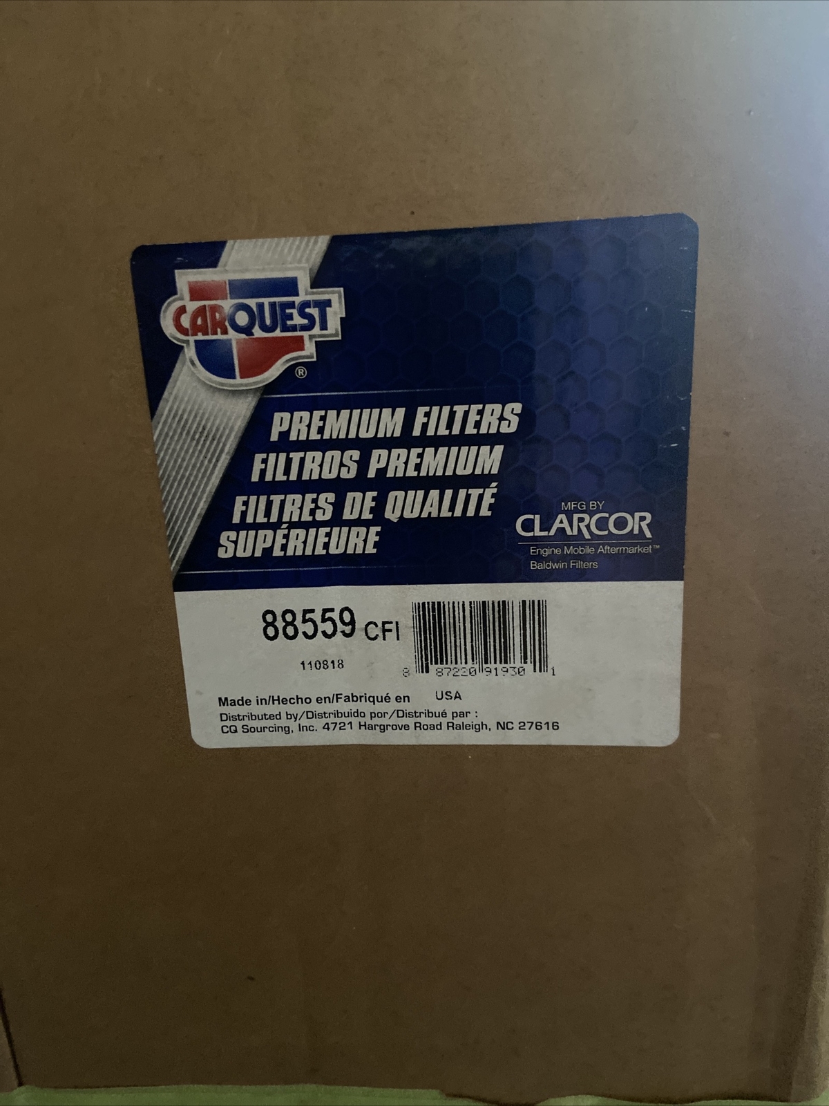 CARQUEST 88562 - Air filter cross reference