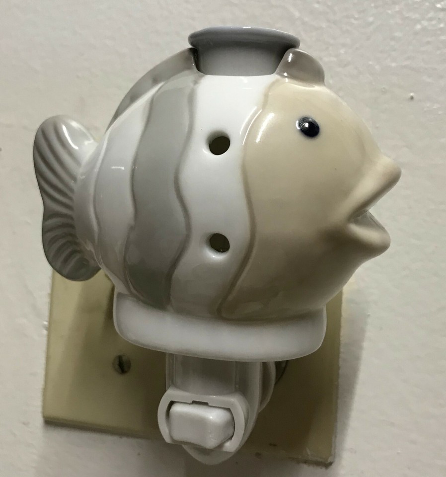 Plug-In Porcelain (Fish) Ceramic Art Night Light Can hold essential oil ...