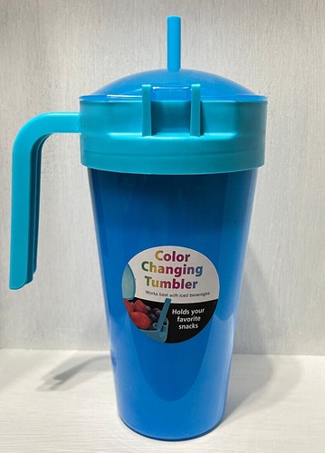 Mainstays 24 Ounce Plastic Snack/Drink Tumbler w/Straw Color Change ...