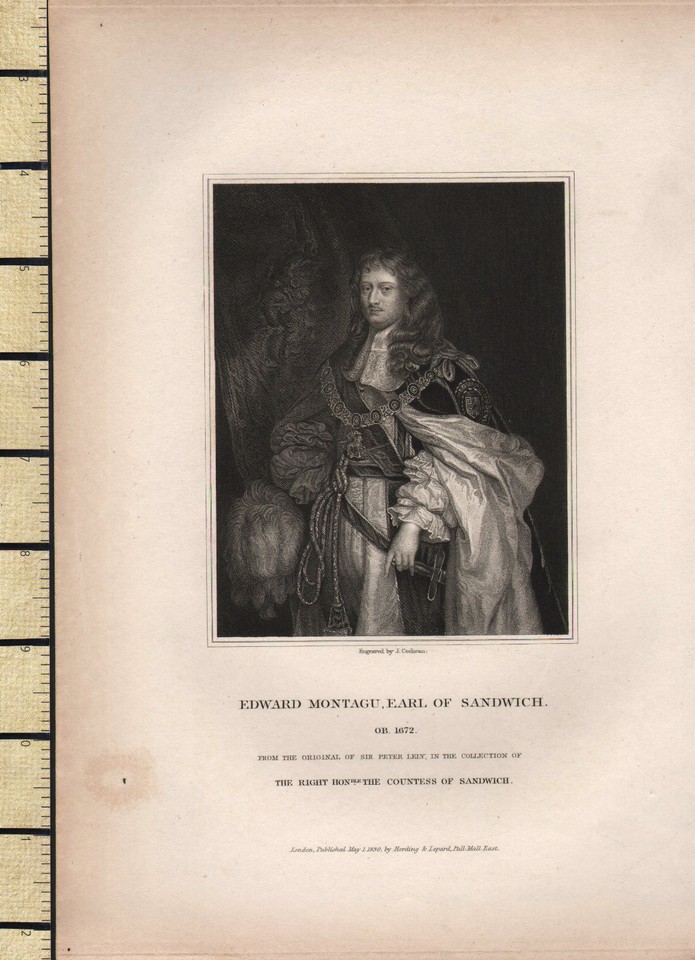 1830 DATED GEORGIAN PRINT ~ EDWARD MONTAGU EARL OF SANDWICH | eBay