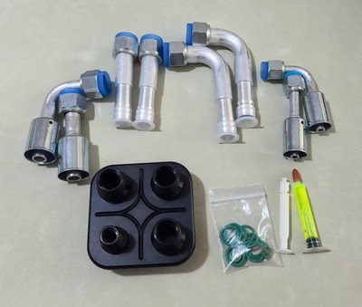 A/C & Heater Hose Firewall Bulkhead & Fitting Kit 4 Port Black for Std ...