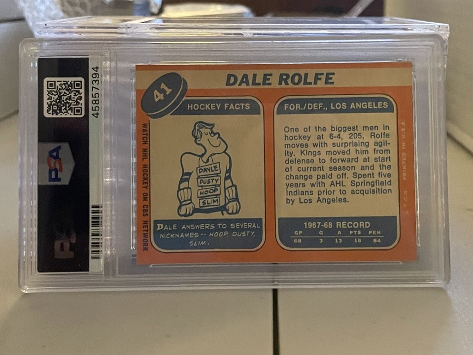 1968-69 Topps Dale Rolfe #41 PSA 7 Rookie RC 2102 | eBay