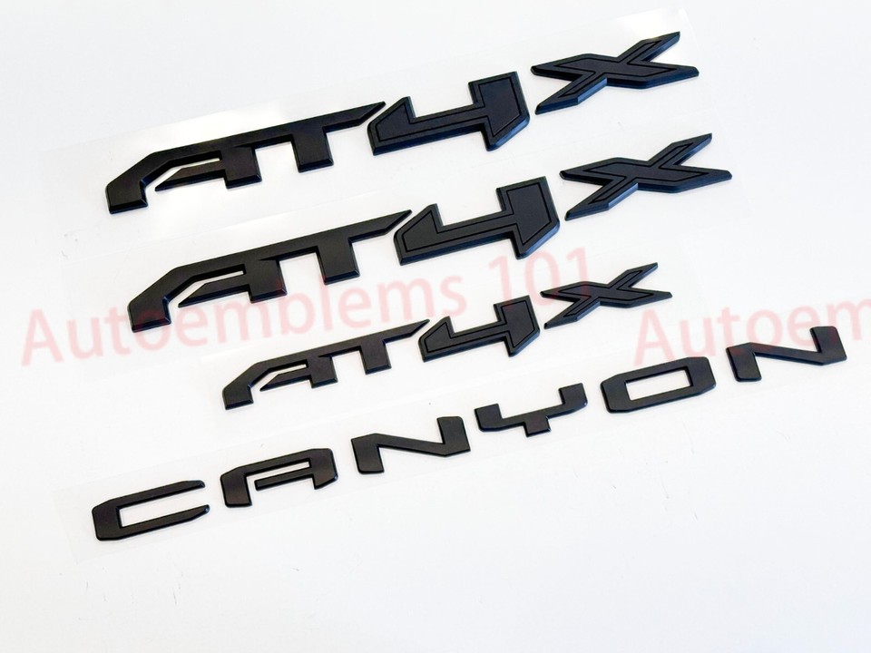 4PC Matte Black Door Rear AT4X Canyon Emblem Badge 2023-2024 GMC Canyon ...