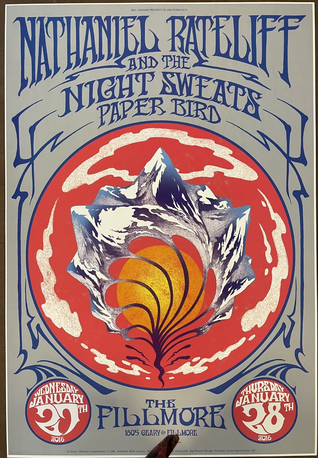 Nathaniel Rateliff and the Night Sweats 2016 Concert Poster Fillmore F ...