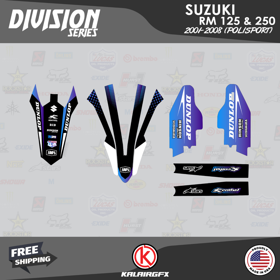 Graphics Kit for SUZUKI RM125 250 2001-08 POLISPORT RESTYLE division ...