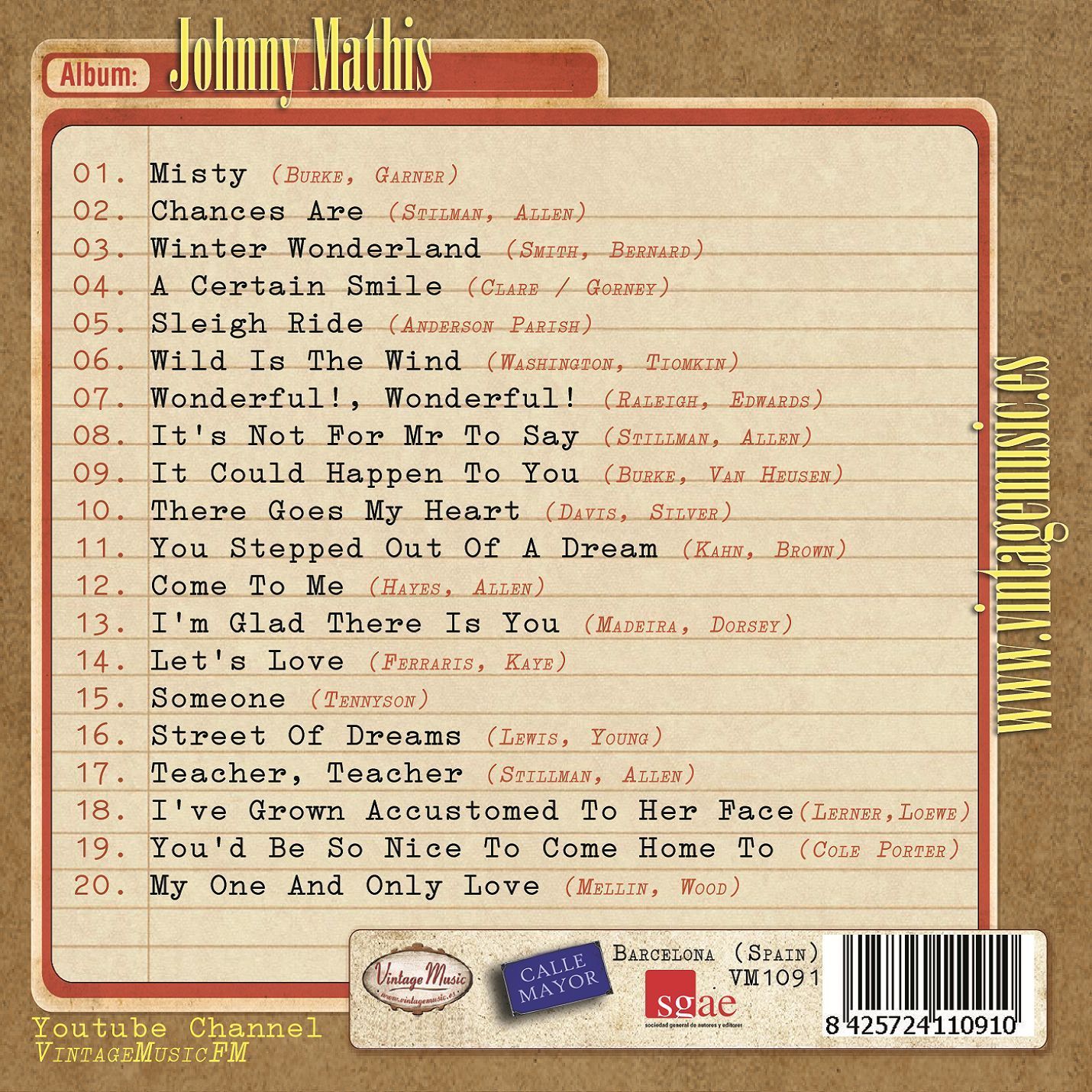 JOHNNY MATHIS CD Vintage Vocal Jazz / Misty, Chances Are, Winter ...