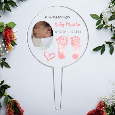 Personalised In Loving Memory Angel Baby Footprints Memorial Marker ...