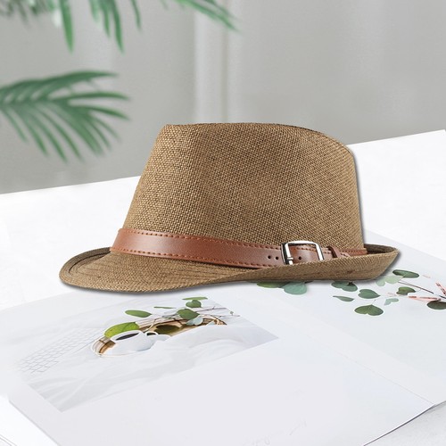 Jazz Hat Flat Top Sunshade Curled Edge Men Straw Hat Foldable | eBay