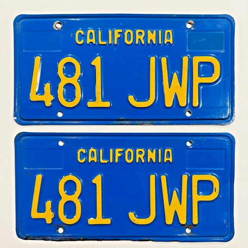 1970-1980 Blue California License plates DMV Clear YOM # 481 JWP | eBay