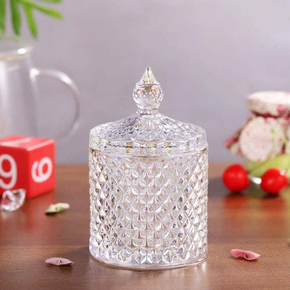 CLOVERHOME Colorful Home Decorative Jar Qtips Holder 10 oz, Sparkling ...