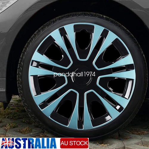 4x 13Inch Car Vehicle Wheel Rim Skin Cover Hubcap Wheel Hub Cover Blue ...