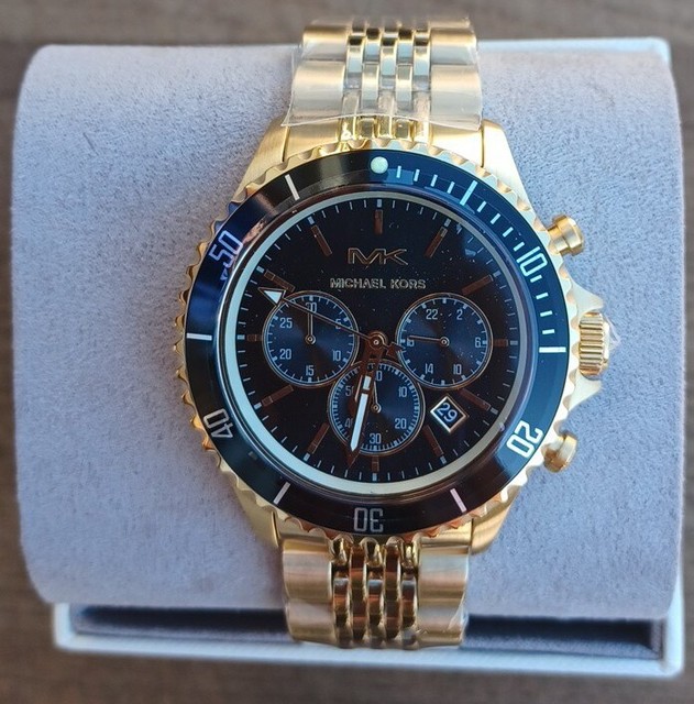 Michael Kors Mens Bayville Chronograph Stainless Steel Watch Gold ...