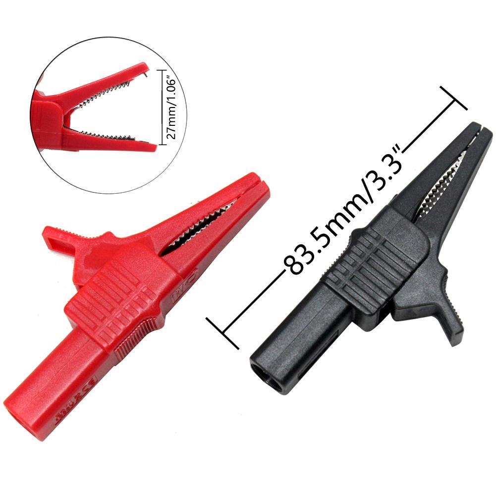 Two pairs 1000V 32A Insulated Crocodile Clip Alligator Clamps Black Red ...