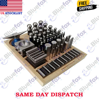 56 PCS Complete Steel Metal Jewelry Dapping Doming Punch Set Wooden ...