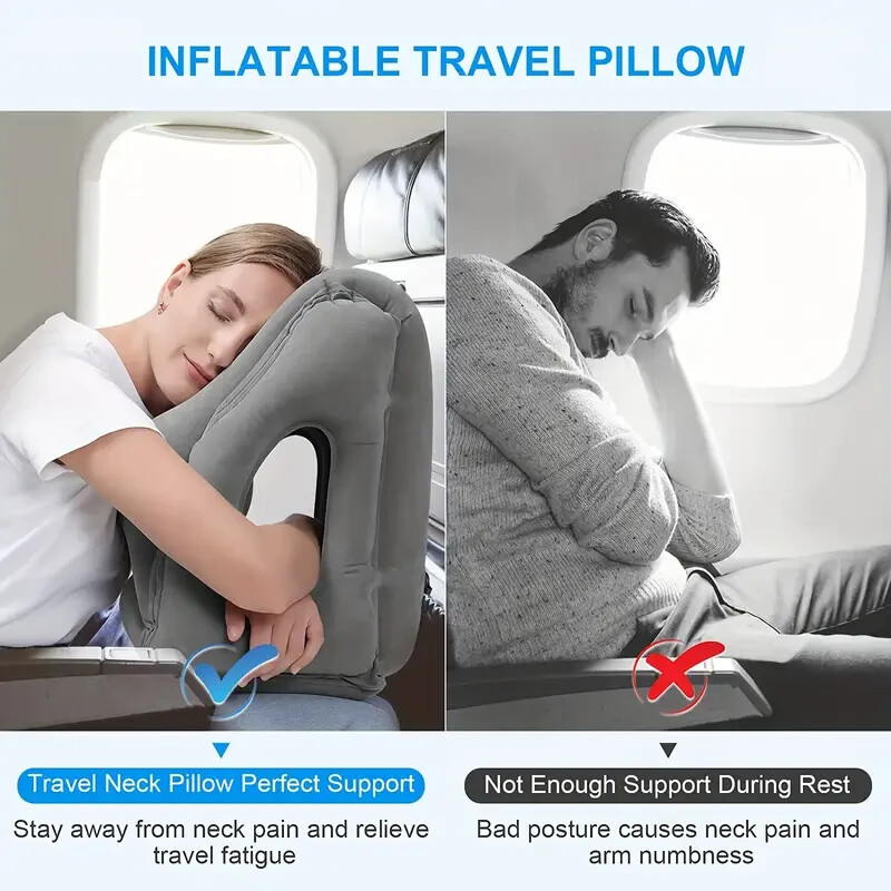 Travel Pillow Portable Head Neck Rest Inflatable Pillow For Airplanes ...