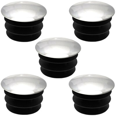 10x round blanking end cap ribbed plastic insert tube plug chrome ...