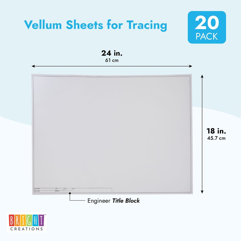 20x Translucent Tracing Vellum Drafting Paper Sheets with Engineer ...