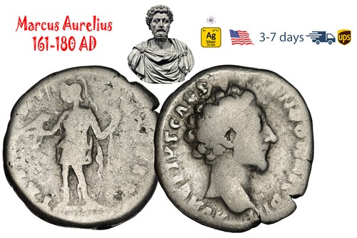 Ancient Roman Empire Coin Silver Denarius Marcus Aurelius 161 180 AD ...