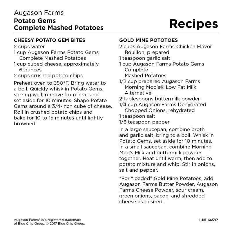 Camping Survival Emergency Food Potato Gems Complete Mashed Potatoes No ...