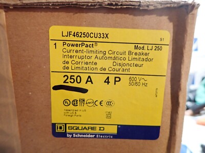 New SQUARE D LJF46250CU33X 4 pole 250 amp 100% LSI PowerPact Breaker | eBay