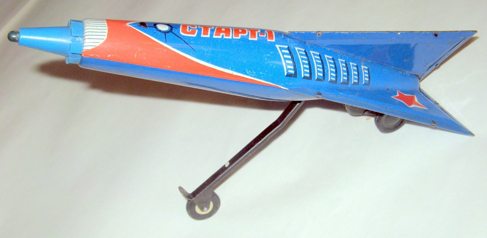 VINTAGE TIN TOY ROCKET SPACE START-1 60'S TIN FRICTION HOLDRAKETA USSR ...