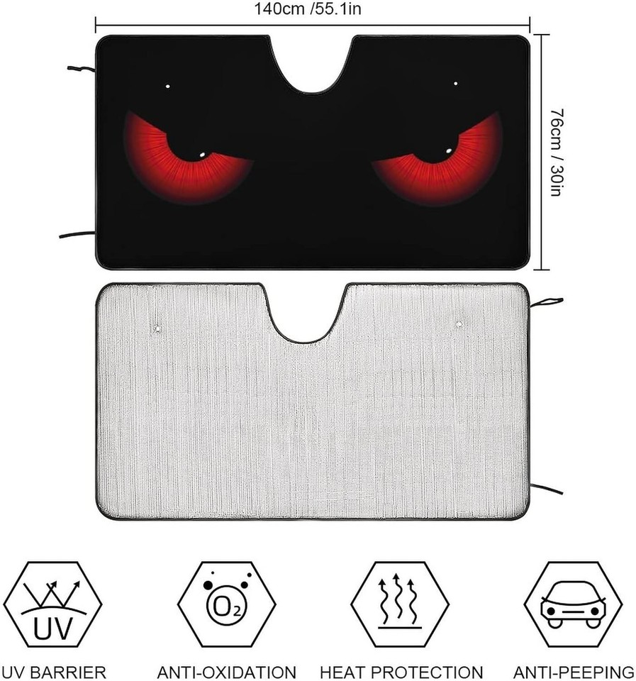 Evil Red Eyes Car Sunshade Foldable UV Blocker for Car, Truck & SUV ...