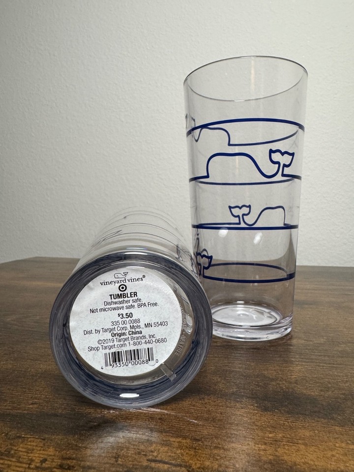 Vineyard Vines for Target Tumbler Set of 4 Highball Glasses Cups Blue ...