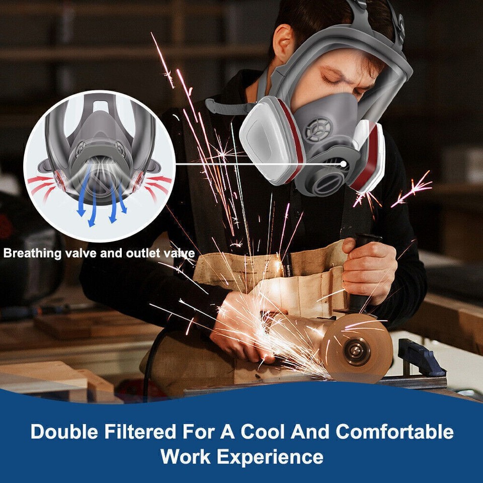 6800 Spray Painting Mask 15 in 1 Set Full Face Chemical Gas Vapor ...