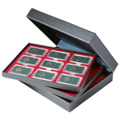 Lindner 2365-2619E Coin case NERA XL with 3 trays and dark red coin ...