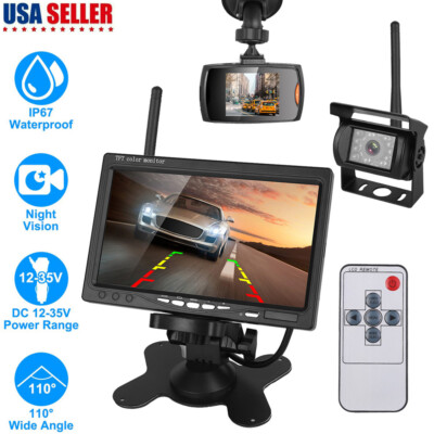 7'' Wireless Backup Camera + Monitor Kit Front Video Recorder Cam For ...