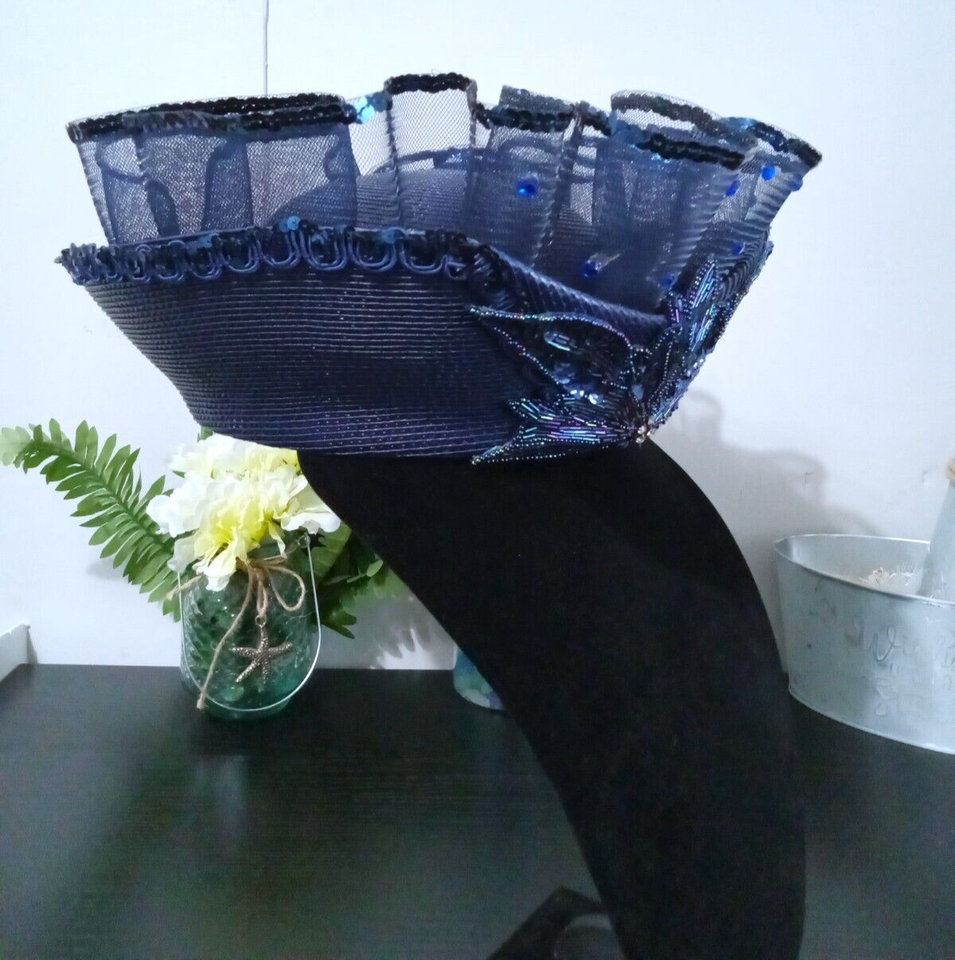 Woman's Deborah NEW YORK 80's Vintage Blue Designer Hat W/Cubic ...