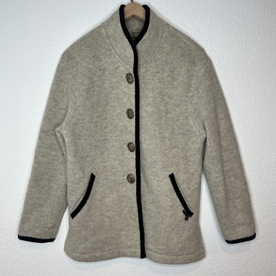 Stapf Austria Vintage Gray Beige Wool Button Front Cardigan Sweater ...