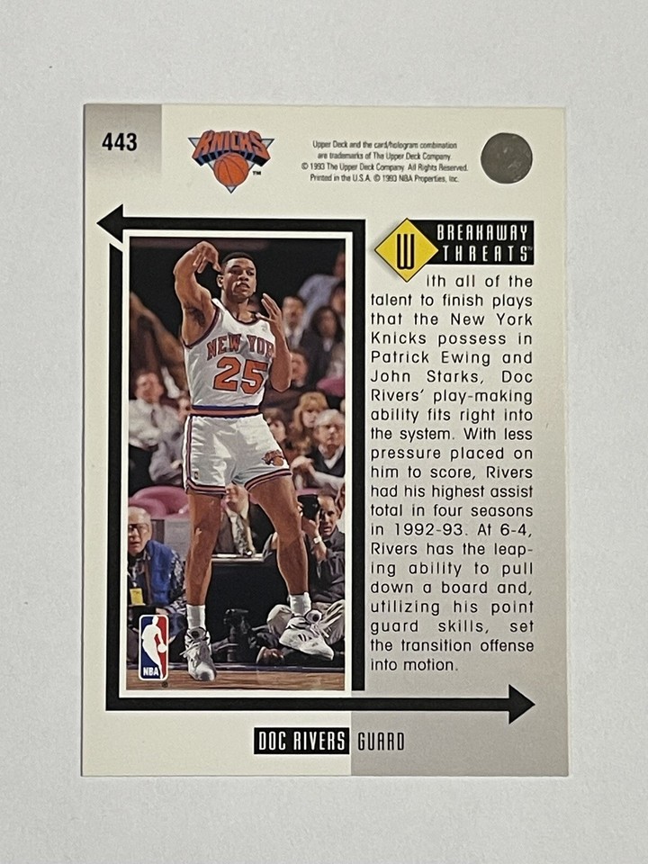 DOC RIVERS 1993-94 UPPER DECK BASKETBALL CARD #443 | eBay