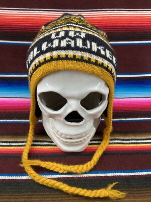 UW Milwaukee WI Mens Tight Knit Hat Winter Beanie Cap W/ Tassels Fleece ...