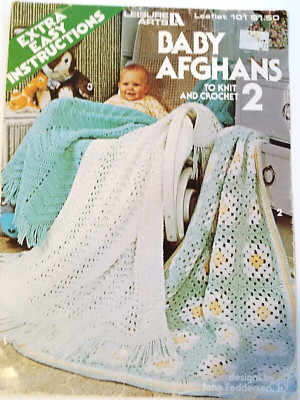 Leisure Arts 0101 6 BABY AFGHANS 4pg leaflet knit cro John Feddersen ...