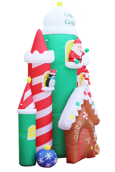RARE NEW 10 FT TALL CHRISTMAS SANTA CLAUS CANDY CASTLE INFLATABLE BY ...