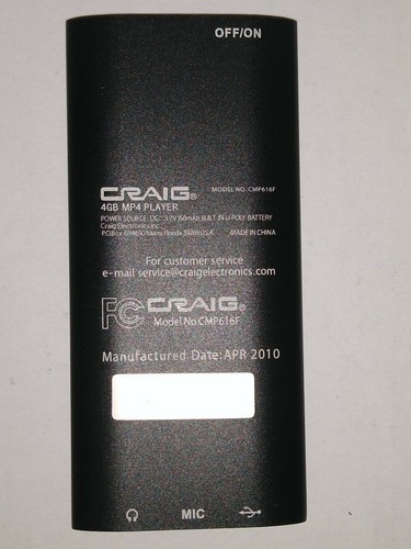 CRAIG CMP616F BLACK (4 GB) MP4 DIGITAL MEDIA PLAYER for parts or repair ...