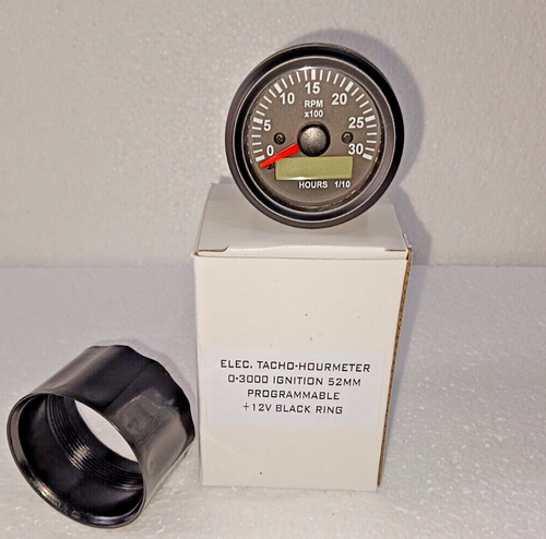Tachometer/Hourmeter 0-3000 RPM Ignition Coil Signal Gauge Bezel +12V ...