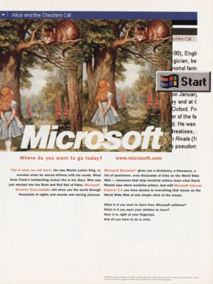 1997 Microsoft: Alice and the Cheshire Cat Vintage Print Ad | eBay