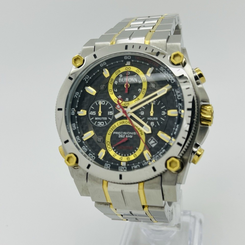 Bulova Men's Precisionist Chronograph Silver 30ATM 262khz Watch 98B228 ...