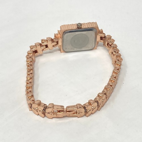 King Girl Tank Watch Women 19mm Rose Gold Tone Crystals Leaf Bling New ...