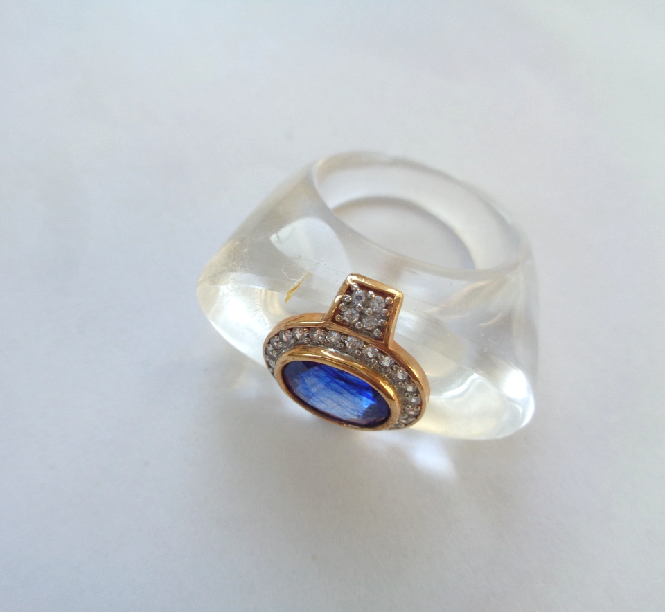 Carol Brodie Ring MLD Natural Clear Quartz Crystal Spinel Sapphire Ring ...