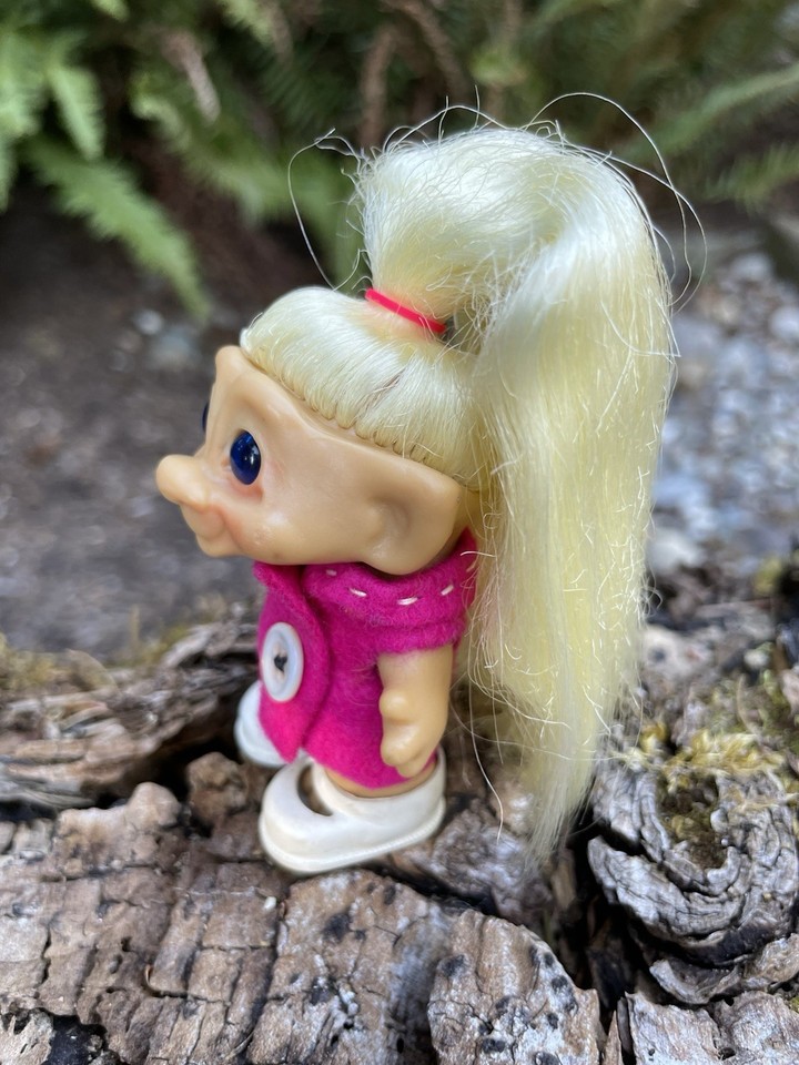 Vintage 1960s 3" Rooted Hair Rootie Troll Doll w/Pretty Blue Spiral ...