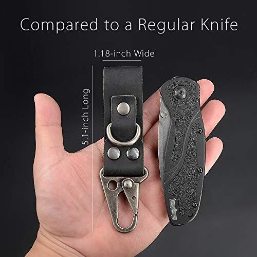 EDC Leather Strap Keychain Holder, Heavy Duty Belt Clip Key Ring Fob ...