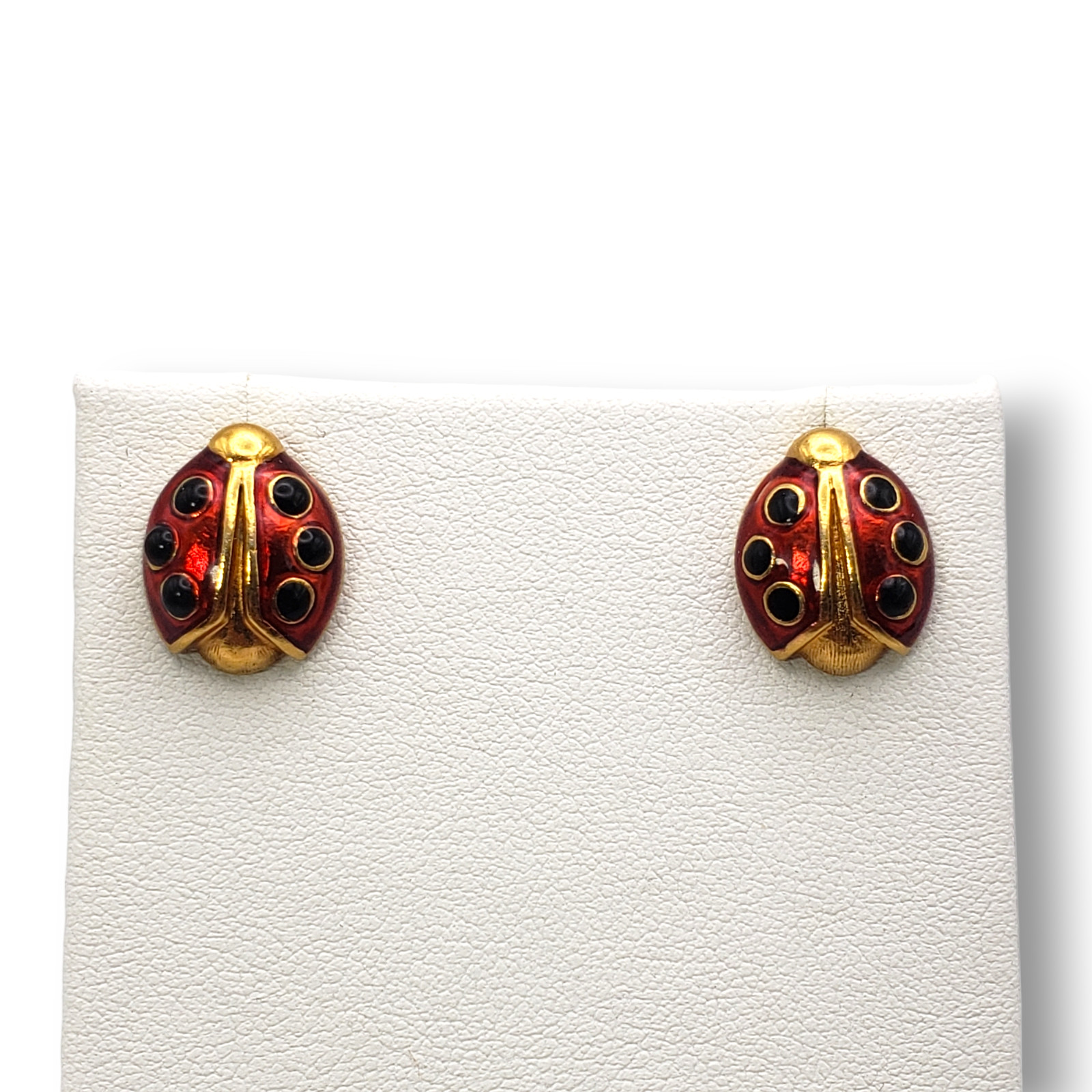 Vintage Avon Ladybug Small Stud Earrings - Gem