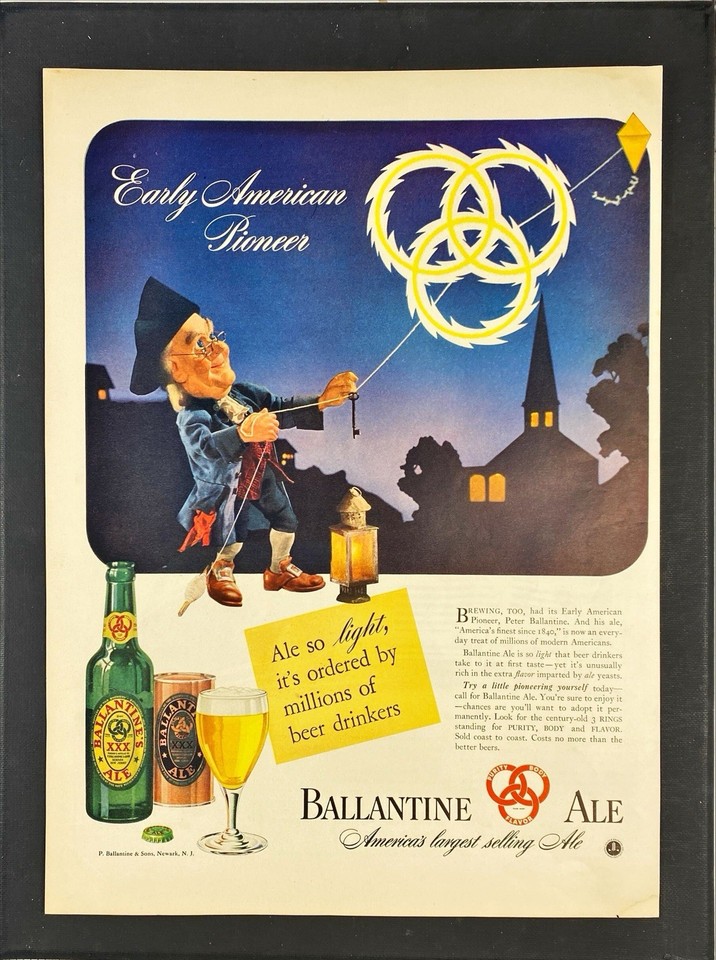 Ballantine Ale "Ben Franklin Flying a Kite-Early American Pioneer ...