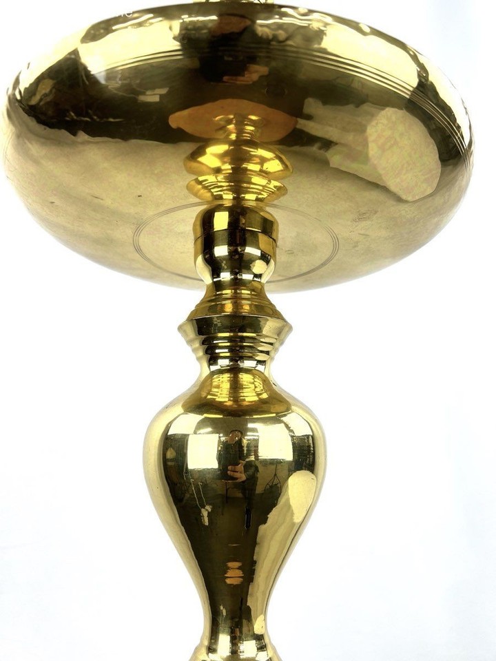 Brass Floor Altar Prayer Candle Holder Tall Moroccan 50.5” with Pillar ...