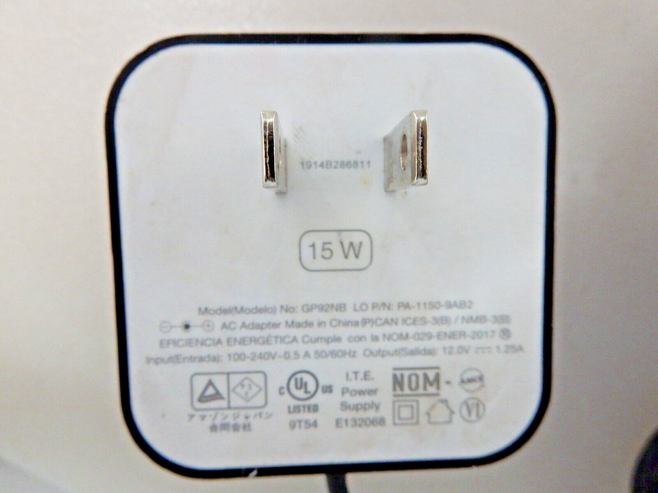 Genuine Amazon Power Adapter 15W Echo Dot (3rd Gen) 12V 1.25A Echo Show ...