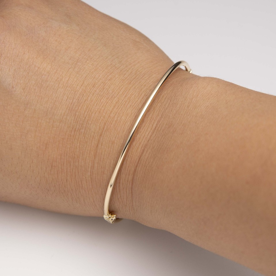 2mm Shiny Tube Bangle Bracelet Real 10K Yellow Gold | eBay